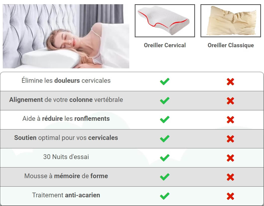 Oreiller Cervical Ergonomique | Oreiller Memoire de Forme
