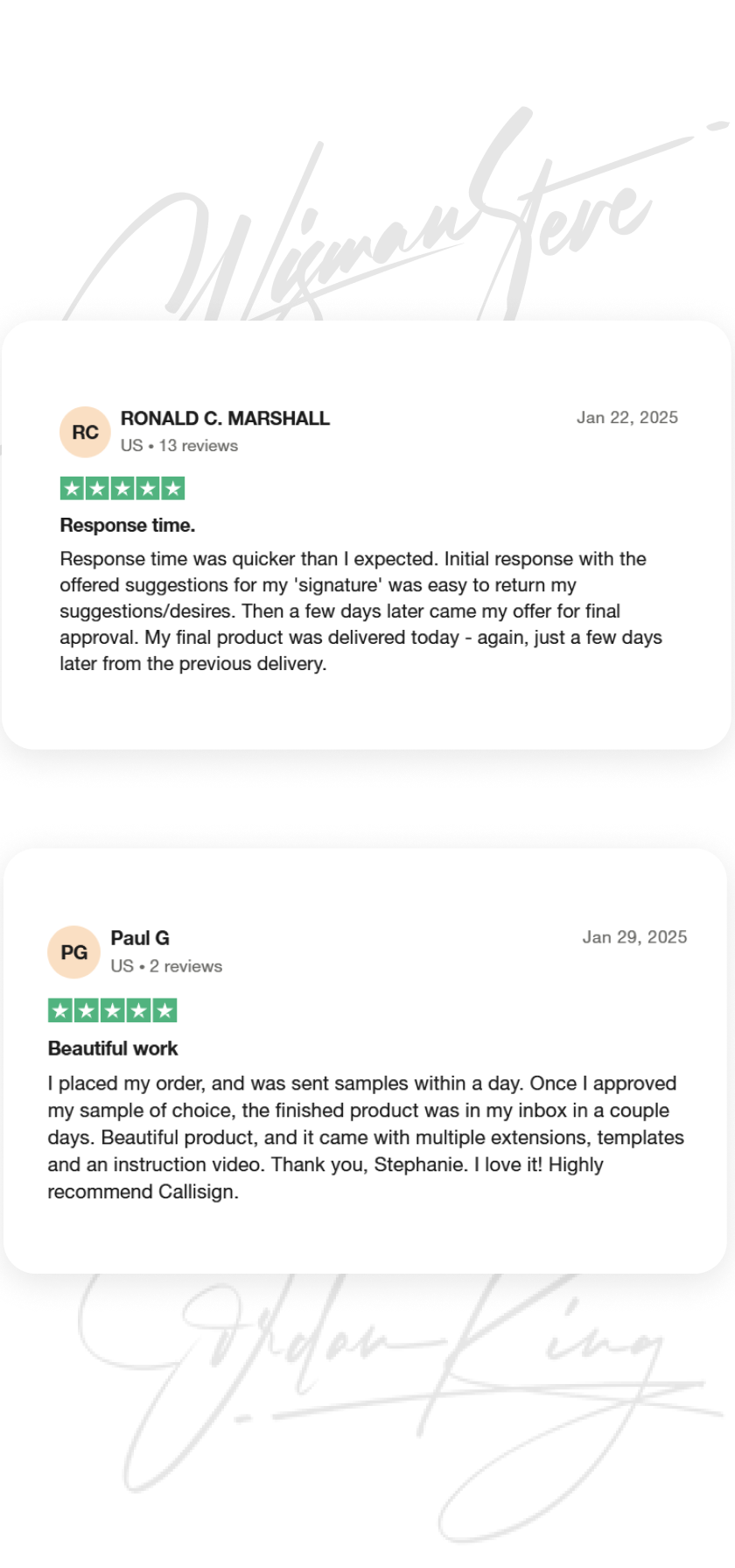 Handmade signatures by professional calligraphers | Callisign