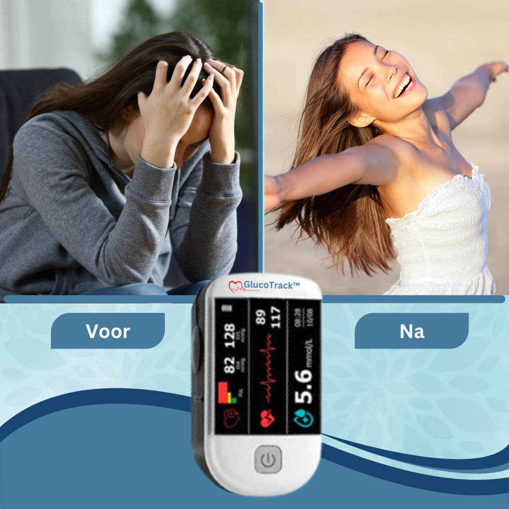GlucoTrack™ Pulsoxymeter | Beheer je diabetes 24/7 zonder prikken!