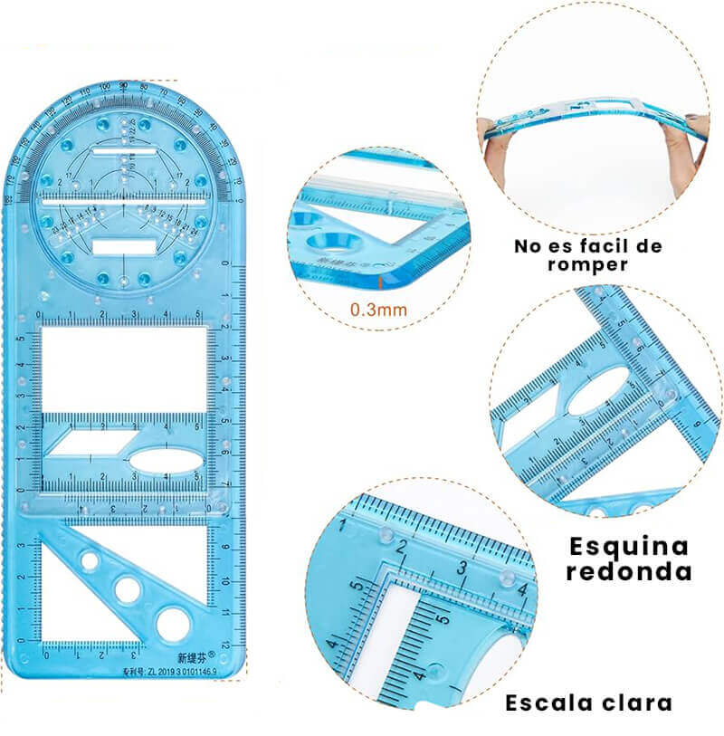 Regla Geométrica Multifuncional 14 en 1 s